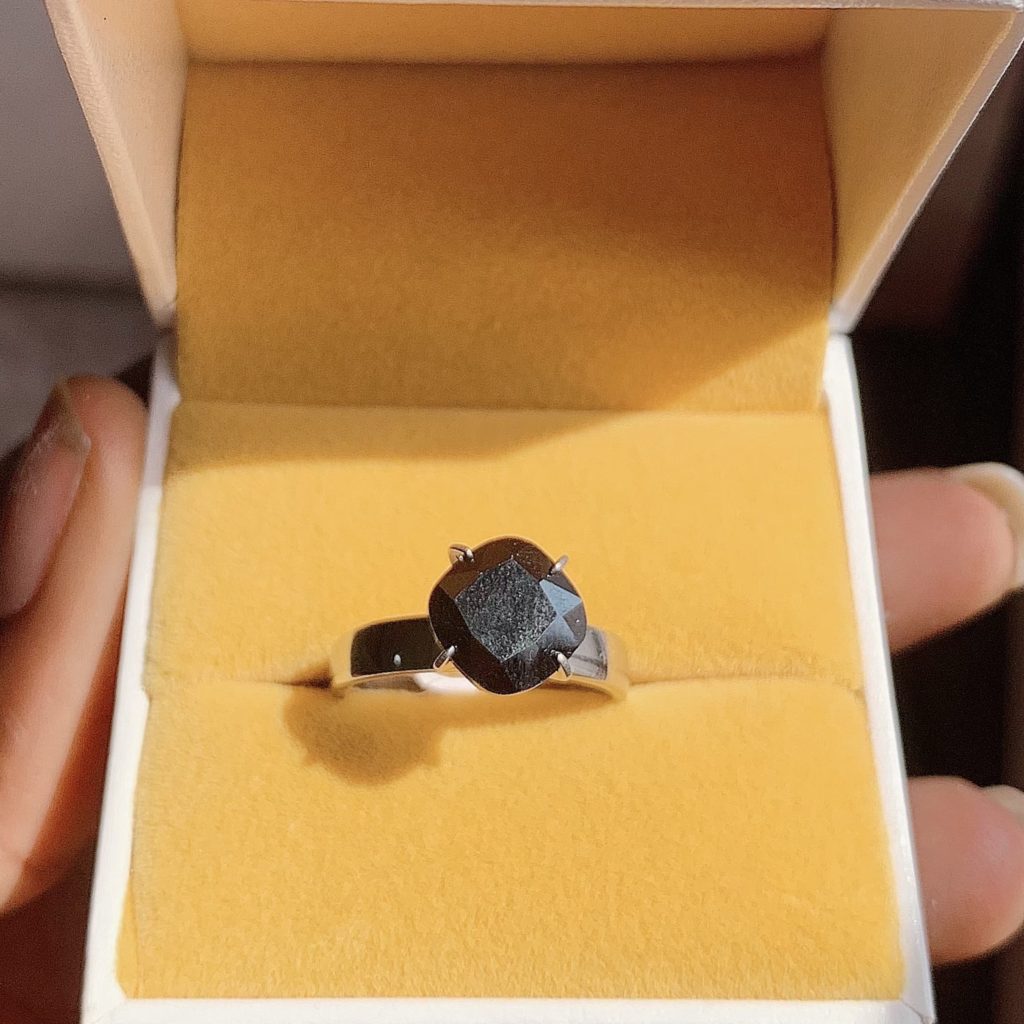 Black Solitaire Titanium Engagement Ring - Velvet Sparkles