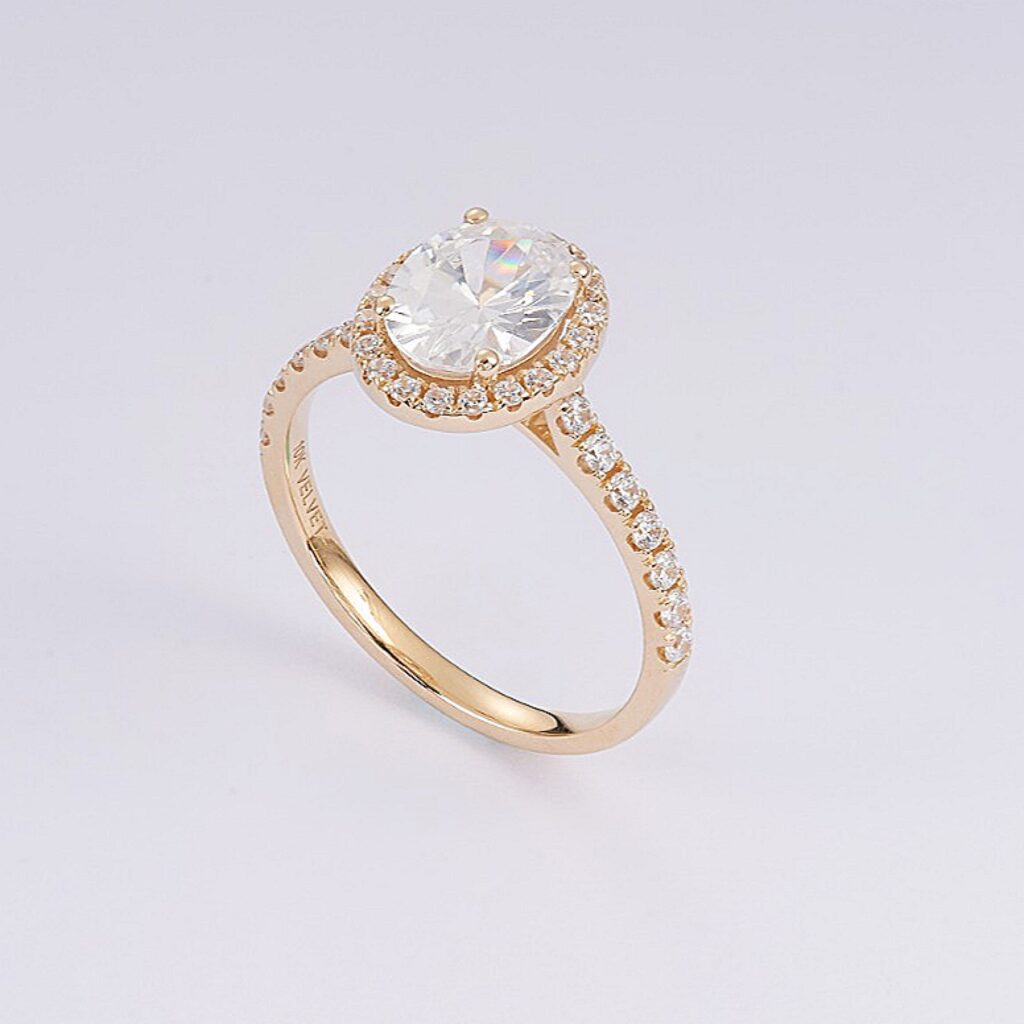 Classic Oval Pure Gold Engagement Ring - Velvet Sparkles